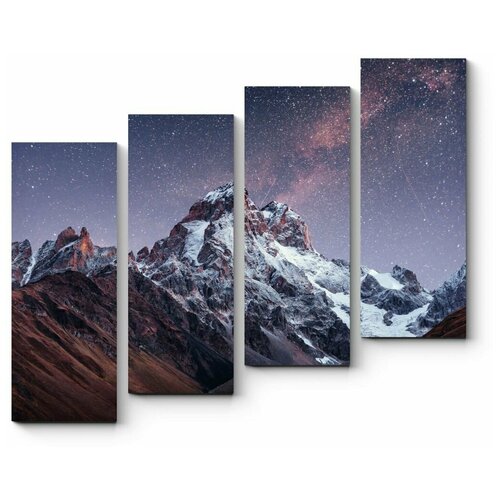 Модульная картина Заснеженные вершины под фантастическим звездным небом 160x138