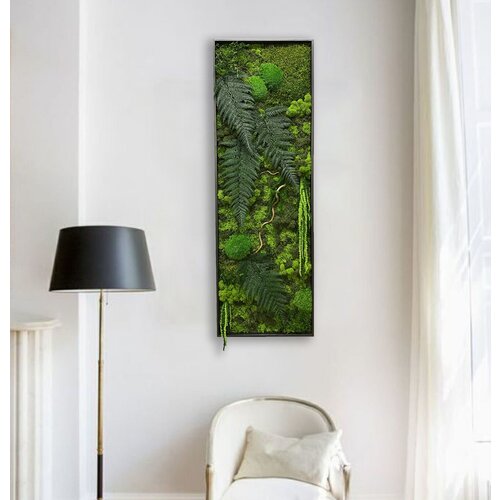 Картина "Jungle " из стабилизированного мха и растений в подарочной упаковке, 118*40 см.