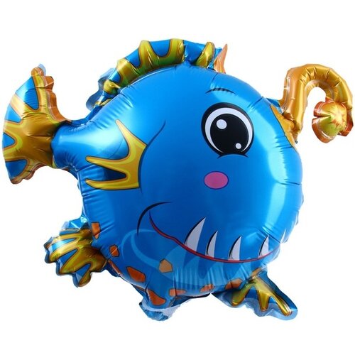 Воздушный шар Страна Карнавалия Зубастая рыбка 14", голубой