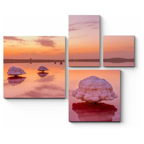 Модульная картина Розовый закат в зеркале воде 172x143