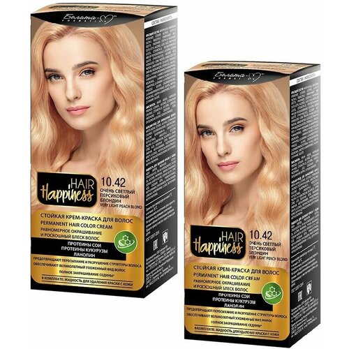 Белита-М Крем-краска для волос HAIR HAPPINESS стойкая, 2 шт, тон 10.42 очень светлый персиковый блондин