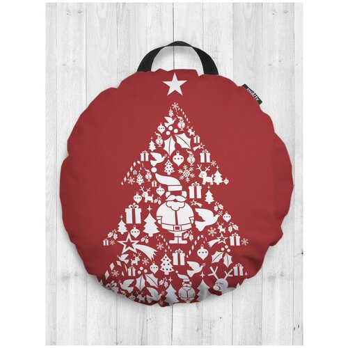Декоративная подушка сидушка JoyArty "Дед Мороз в елке" на пол круглая, 52 см