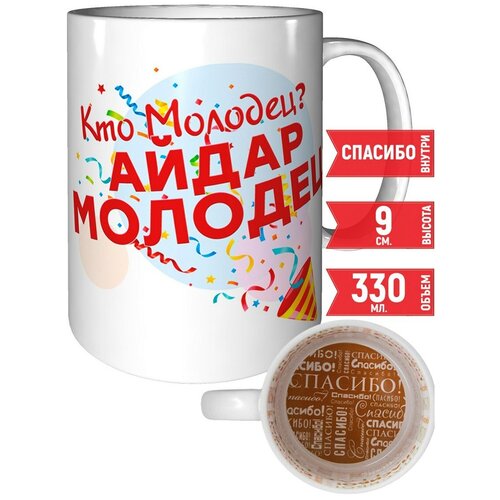 Кружка Кто молодец? Айдар молодец! - спасибо.