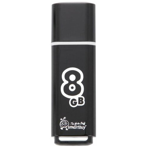 Флеш-диск 8 GB, комплект 3 шт, SMARTBUY Glossy, USB 2.0, черный, SB8GBGS-K