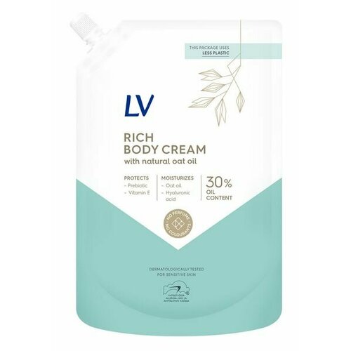 Крем для тела LV OAT Rich body cream с пребиотиком, гиалуроновой кислотой, витамином Е и овсяным маслом 200 мл (Из Финляндии)