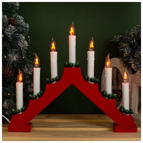 Фигура дерев. "Горка рождественская", 7 свечей, 1,5 Вт, Е12, 220V, эффект огня 4357284