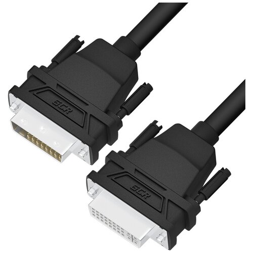 GCR Удлинитель 5.0m DVI-D, черный, 28 AWG, DVI/DVI, 25M/25F, двойной экран