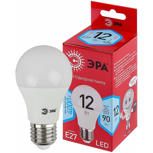 Лампа светодиодная A60-12W-840-E27 R (диод груша 12Вт нейтр. E27) | код Б0049636 | Эра (8шт. в упак.)