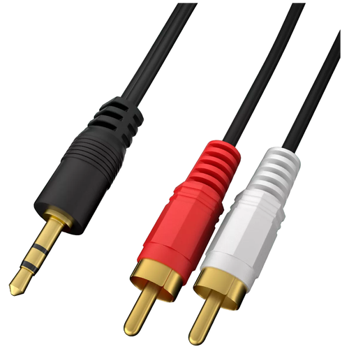 Аудио кабель GSMIN AG11 (3,5 Jack на 2 RCA штекера 2 RCA на 3,5 мм AUX, стерео) (1.5м) (Черный)