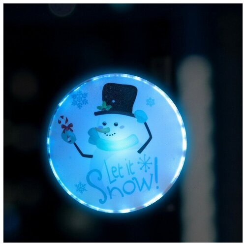 Светодиодная игрушка на липучке «Снеговик в шляпе» 13 см, батарейки LR44х3, свечение мульти