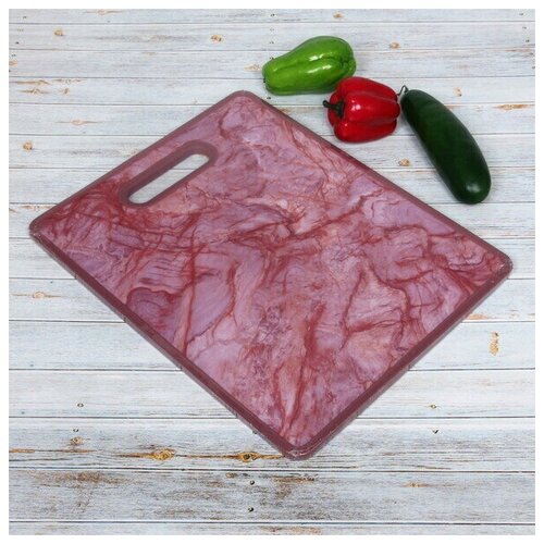 Пластиковая разделочная доска кухонная для нарезки Stone 30х38х1см Розовый камень, прямоугольная