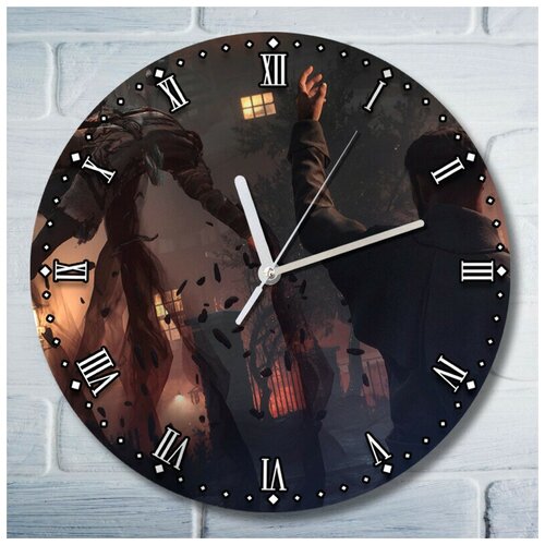 Настенные декоративные часы УФ с ярким рисунком, диаметр 28см игры Vampyr (вампир, PS, Xbox, PC, Switch) 4872