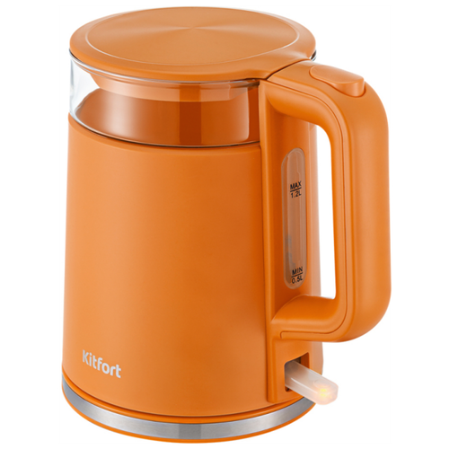 Чайник электрический Kitfort KT-6124-4, 1.2 л, 2200 Вт, оранжевый