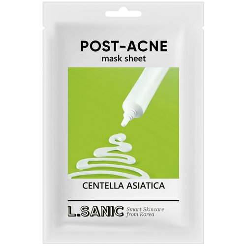 L.Sanic тканевая маска Centella Asiatica Post-Acne Mask Sheet с экстрактом центеллы азиатской против постакне, 25 мл