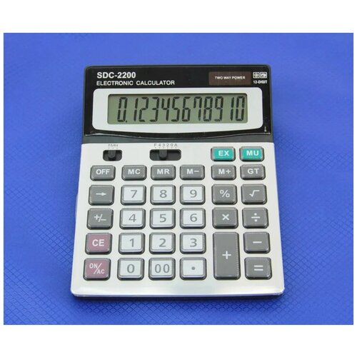 Калькулятор настольный 12 разрядов на солнечной батарее/бухгалтерский, кнопки не стираются / калькулятор офисный SDC-2200