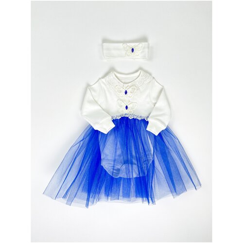 Платье-боди Стеша, комплект, размер 22 (68-74), белый, синий