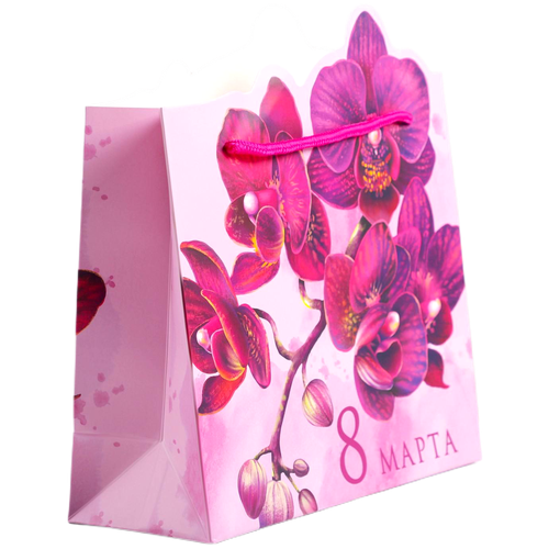 Пакет подарочный Дарите счастье Люби, 25 x 10 x 26 см, розовый/фиолетовый