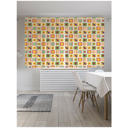 Фотошторы для кухни и спальни JoyArty "Еда в квадратах", 2 полотна со шторной лентой шириной по 145 см, высота 180 см