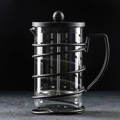 Чайник заварочный френч - пресс «Лофт», 800 мл, стекло, стекло, цвет чёрный