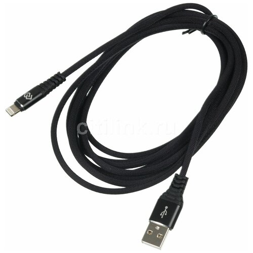 Кабель Digma LIGHT-3M-BRAIDED-BLK USB (m)-Lightning (m) 3м черный