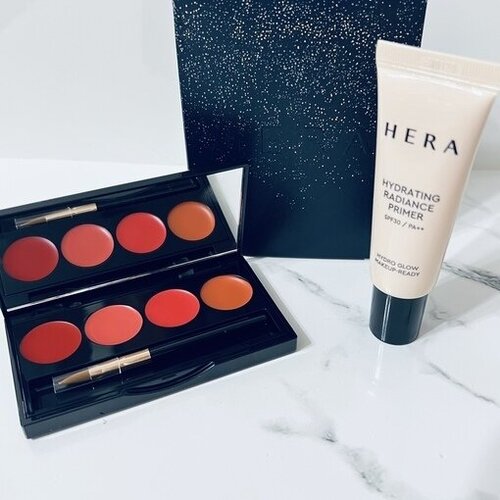 Hera Набор миниатюр для макияжа: палетка помад Hera Rouge Holic Lip Palette база праймер (15 мл)