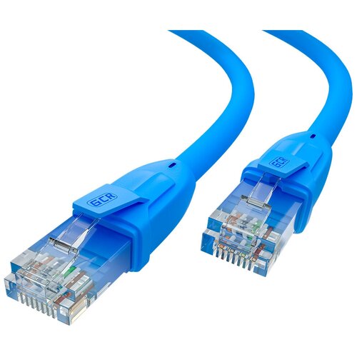 Патч-корд UTP cat.6 10 Гбит/с RJ45 LAN компьютерный кабель для интернета контакты 24K GOLD (GCR-LNC610), синий, 2.5м