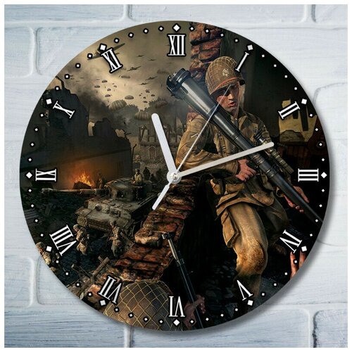 Настенные часы УФ с ярким рисунком игры Medal Of Honor Airborne (медал оф хонор, шутер, PS, Xbox, PC, Switch) 4892