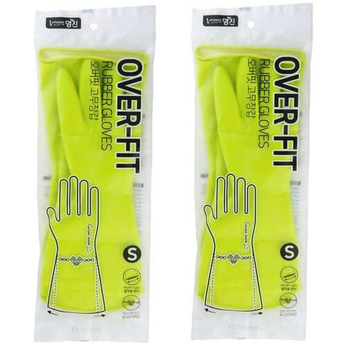 MYUNGJIN Overfit Rubber Gloves Перчатки латексные хозяйственные, размер S, 2 пары, арт. 470675