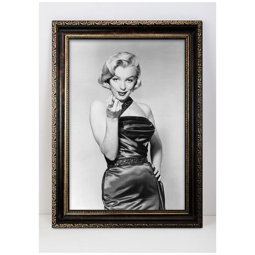 Портрет/Картина Мэрилин Монро в багетной темно-коричневой рамке / А-4 (21x30 см.)