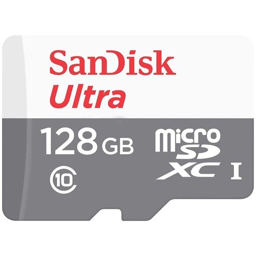 Карта памяти SanDisk microSDXC 128 ГБ Class 10, V10, A1, UHS Class 1, R 100 МБ/с, 1 шт., серый