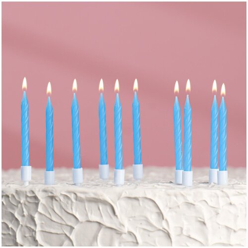 Страна Карнавалия свечи для торта «Неон» 3119578, 10 шт., синий