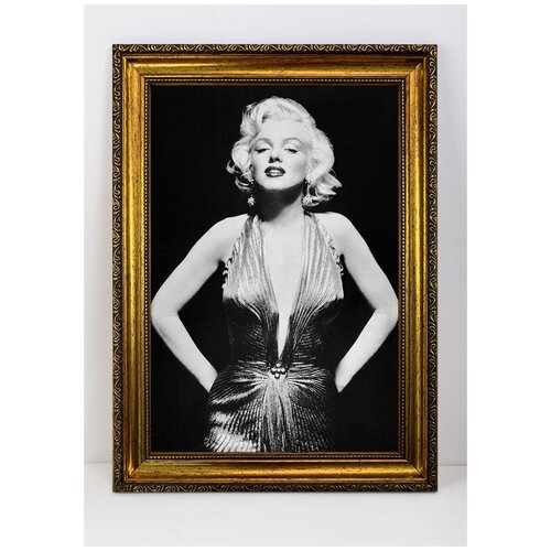 Портрет/Картина Мэрилин Монро в багетной рамке под золото / А-3 (30x40 см.)
