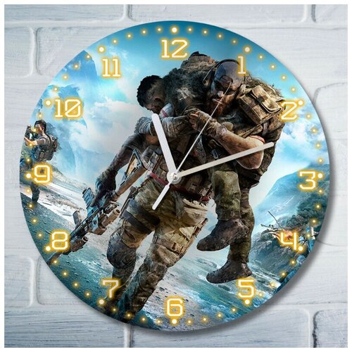 Настенные часы УФ с ярким рисунком игры Tom Clancys Ghost Recon Breakpoint (том клэнсис гост рекон, PS, Xbox, PC, Switch) 4870