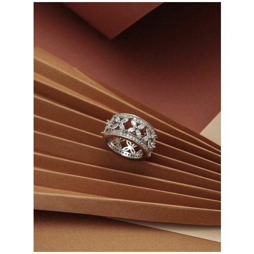 Кольцо Shine & Beauty, кристаллы Swarovski, размер 17.5, серебряный