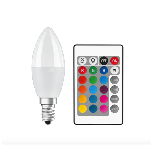 Лампа светодиодная E14 c регулируемым цветом света RGBW, для диммера, с пультом ДУ 2 шт (Матовая)