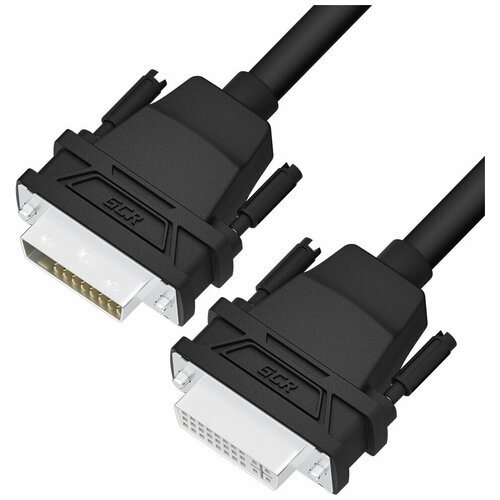 GCR Удлинитель 2.0m DVI-D, черный, 28 AWG, DVI/DVI, 25M/25F, двойной экран