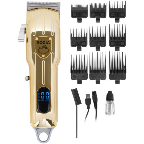 Профессиональная беспроводная машинка для стрижки волос/набор для стрижки/салонная/домашняя/уход за волосами/с дисплеем/для дома/золотой