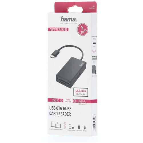Разветвитель Hama USB 2.0 H-200126 1порт. (00200126) (черный)