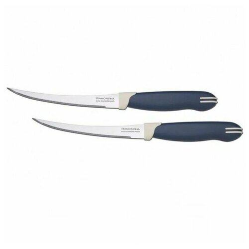 Нож кухонный универсальный с зубчиками, пластиковая ручка, длина 22 см / Нож кухонный для томатов, помидоров / Набор ножей кухонных 2 шт