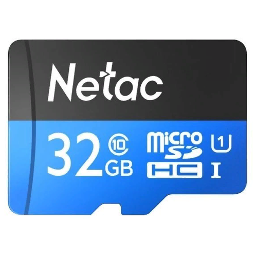 Карта памяти Netac microSD 32 ГБ Class 10, V10, A1, UHS Class 1, R/W 80/20 МБ/с, 1 шт., черный/синий