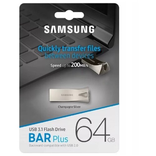 Флешка USB 3.1 Samsung Bar Plus (64 ГБ) (серый)