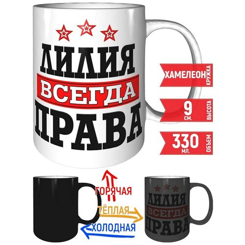 Кружка Лилия всегда права - проявляющаяся при нагреве, хамелеон.