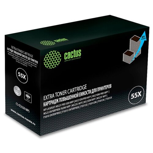 Картридж лазерный Cactus CS-CE255X-MPS CE255XX черный (15000стр.) для HP LJ P3015