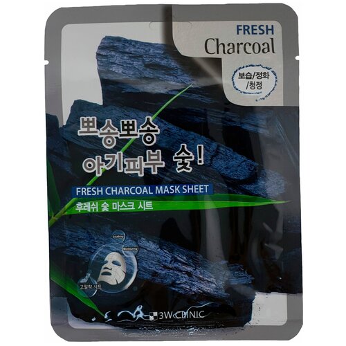 Тканевая маска с древесным углём 3W Clinic Fresh Charcoal Mask Sheet