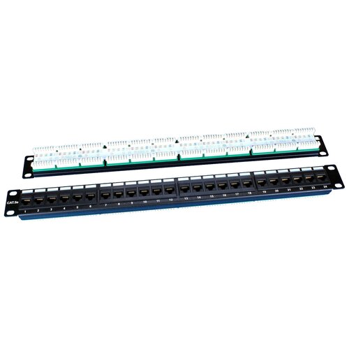 Патч-панель 19' 1U 24 порта RJ45 категория 5e Dual IDC ROHS черный 246095 Hyperline