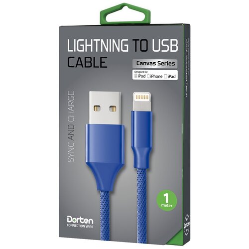 Кабель Dorten Lighting to USB cable: Canvas Series 1 meter (Navy/Синий)