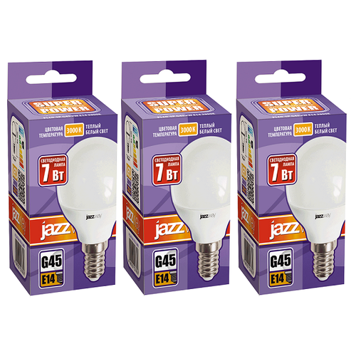 Лампа светодиодная PLED-SP G45 7w E14 3000K 230/50 1027856-2 Jazzway (3 шт)