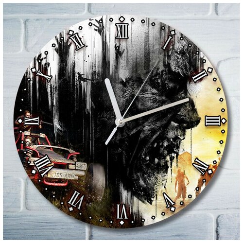 Настенные часы УФ с рисунком, диаметр 28см игры Dying Light The Following (даин лайт, зомби, PS, Xbox, PC, Switch) 4785