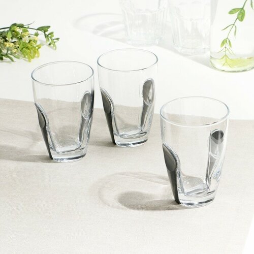 Набор стаканов «Снэп», стеклянный, 260 мл, 3 шт, серый пластиковый аксессуар