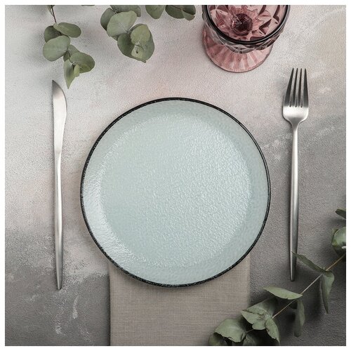 Тарелка обеденная Magistro Мрамор, d=20 см, цвет белый